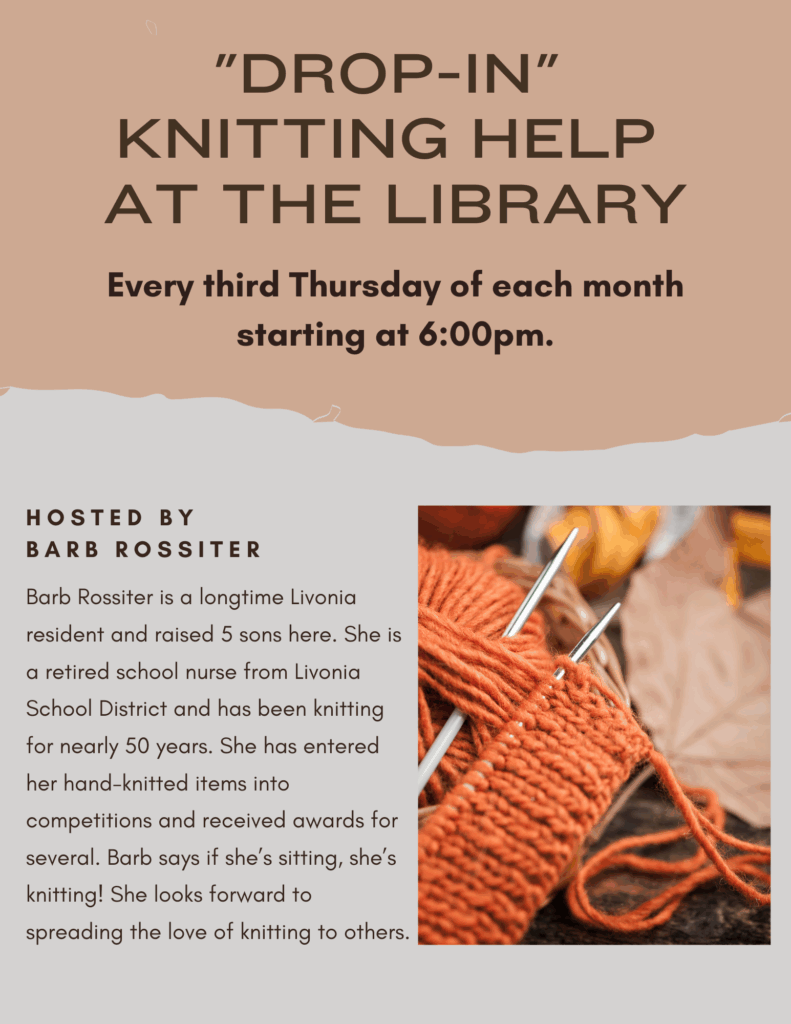 Need help with a knitting project? – Livonia Public Library